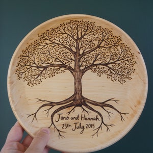 Tree of Life Wooden Bowl, Freehand Pyrography Art on Solid Wooden Dish ...