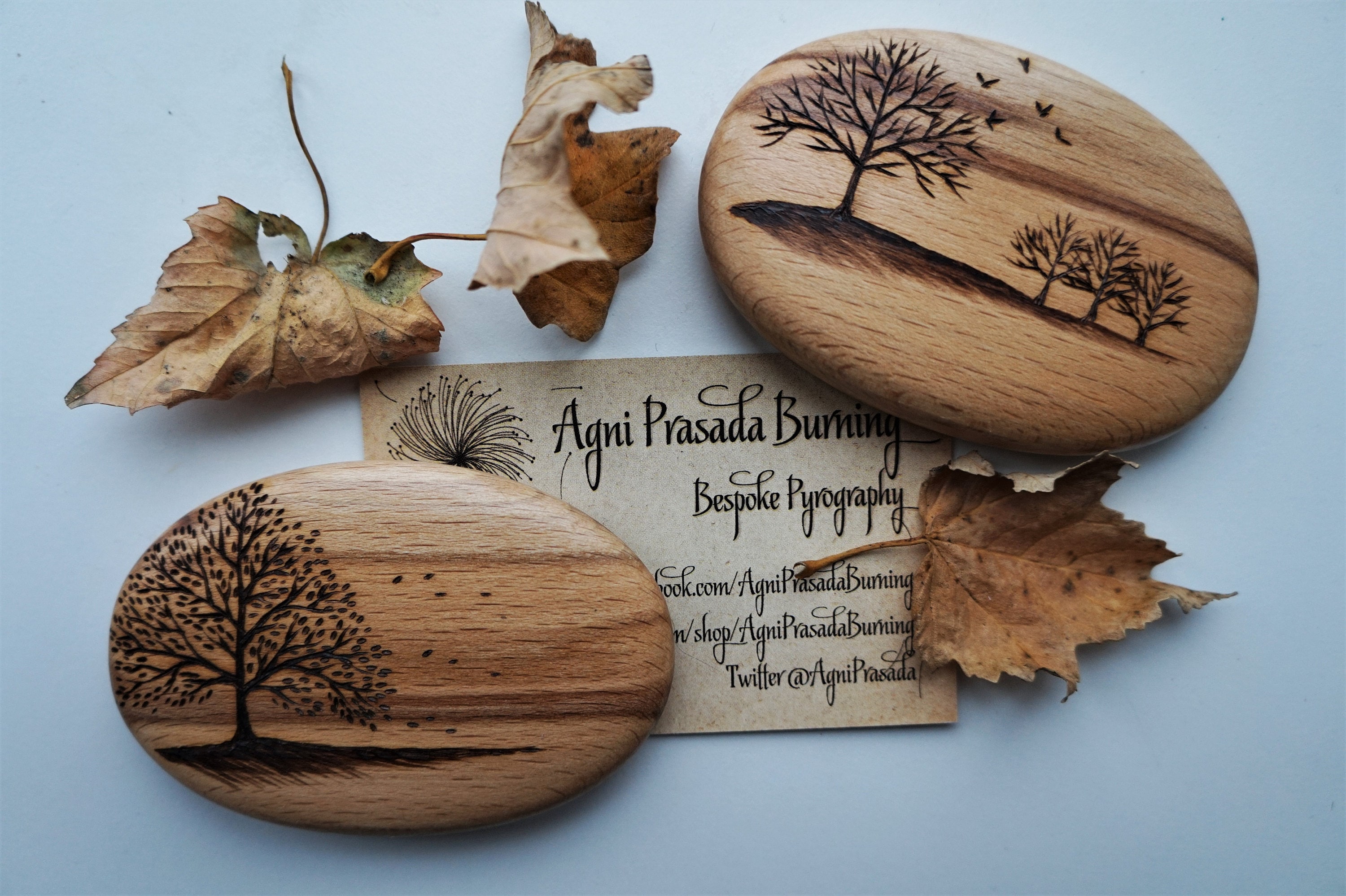 Solid Wooden Pebble With Pyrography Tree Design. Hand Burned - Etsy UK