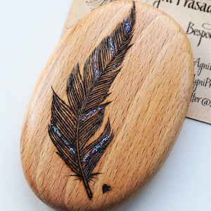 Wooden Pyrography Feather Pebble Memorial Gift Wedding Gift - Etsy UK