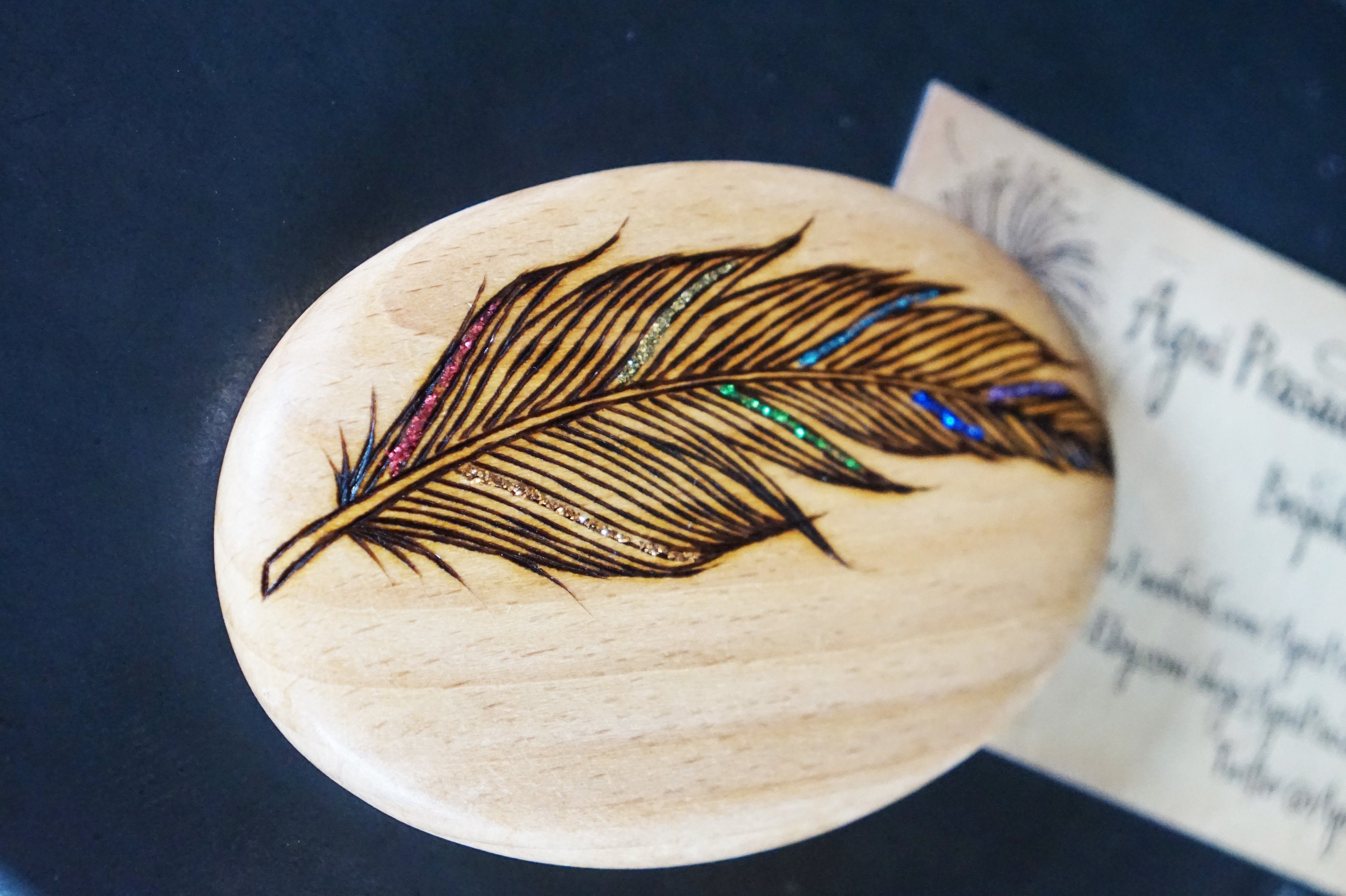 Wooden Pyrography Feather Pebble Memorial Gift Wedding Gift - Etsy UK