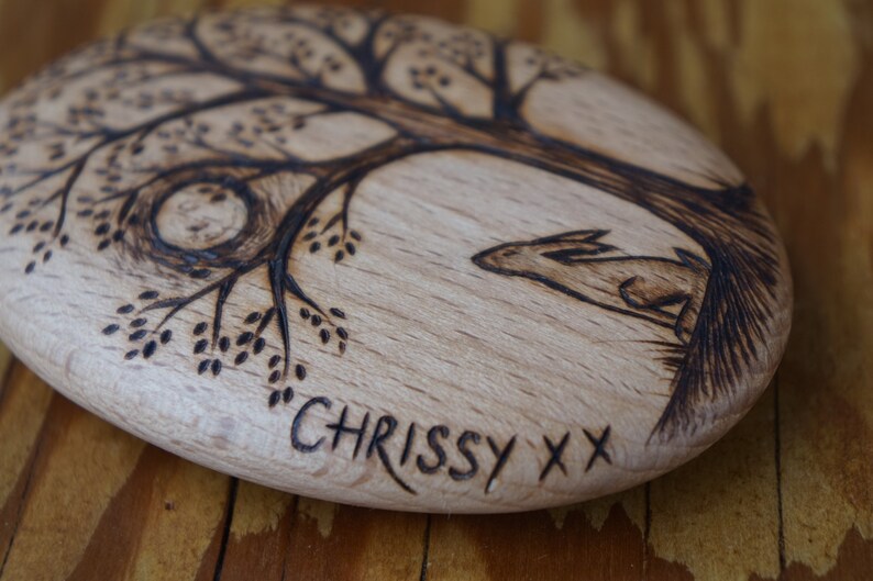 Rainbow Feather Pebble Pyrography on Solid Wood With Metallic - Etsy