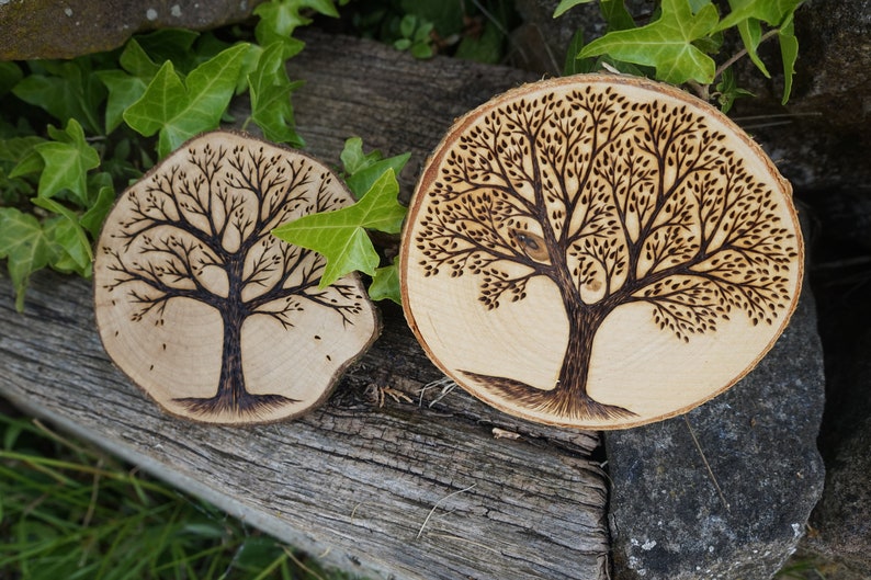 Pyrography tree wall hanging made to order making each one | Etsy