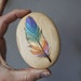 Rainbow Feather Pebble Pyrography on Solid Wood With Metallic - Etsy