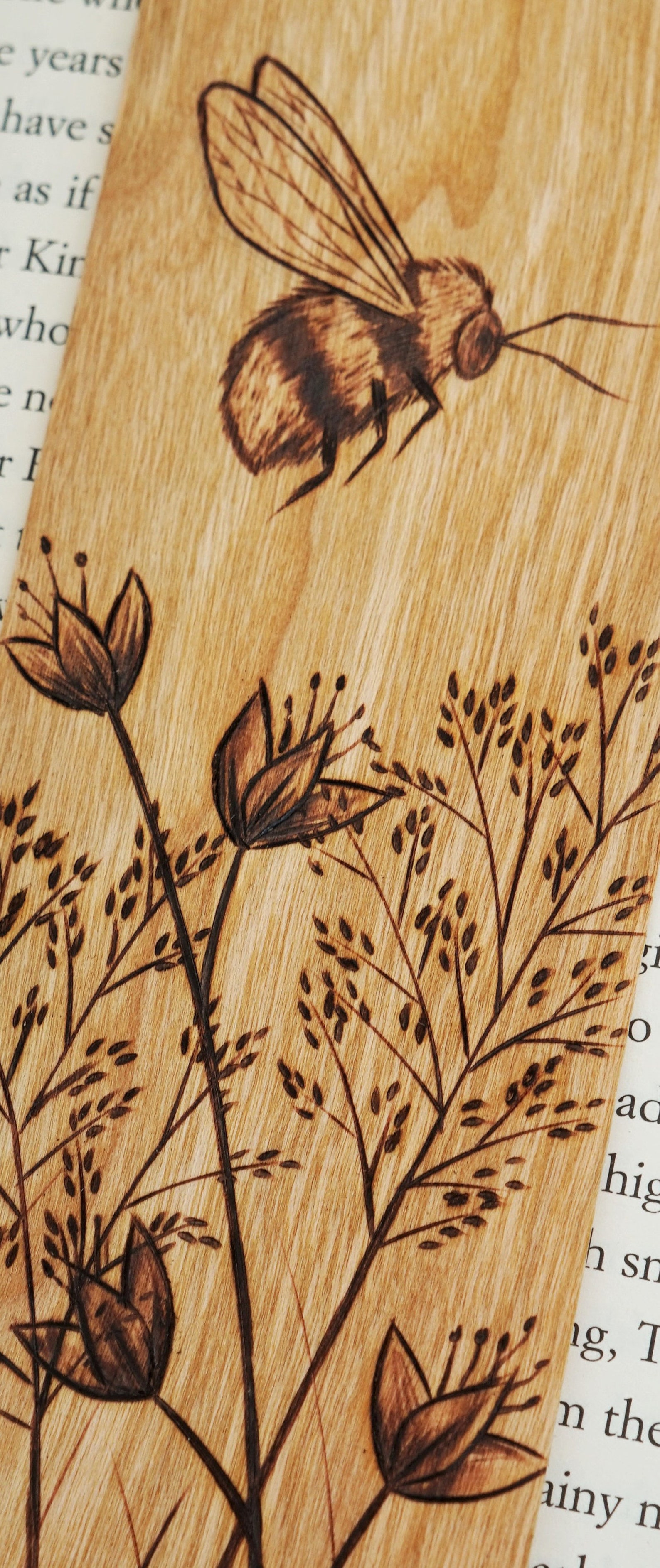 Pyrography Wooden Bee Bookmark Spring Flowers Save the Bees - Etsy UK