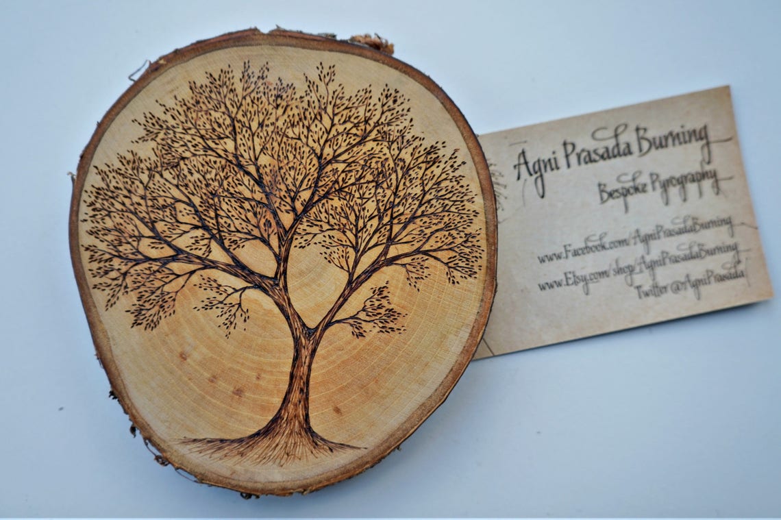Pyrography Natural Tree Art Handmade Wall Hanging Decoration | Etsy