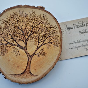 Pyrography Natural Tree Art, Handmade Wall Hanging Decoration or Altar ...