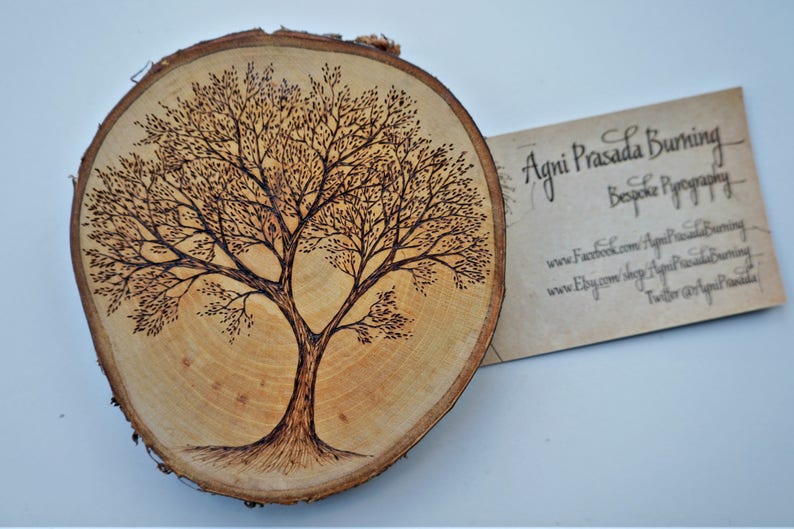 Pyrography Natural Tree Art, Handmade Wall Hanging Decoration or Altar ...