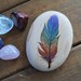 Rainbow Feather Pebble Pyrography on Solid Wood With Metallic - Etsy
