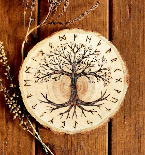 Yggdrasil Tree of Life Pyrography Odin Norse Sacred Tree Art - Etsy