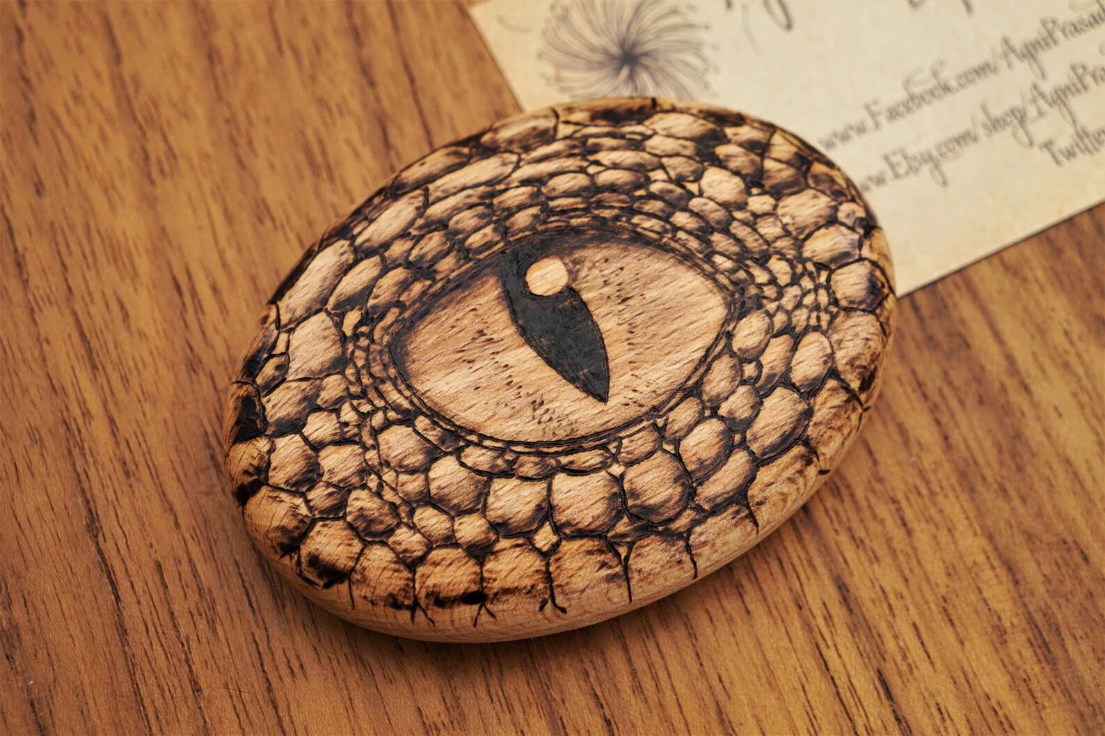 Dragon Eye Reptile Art Wooden Pyrography Pebble Witches - Etsy