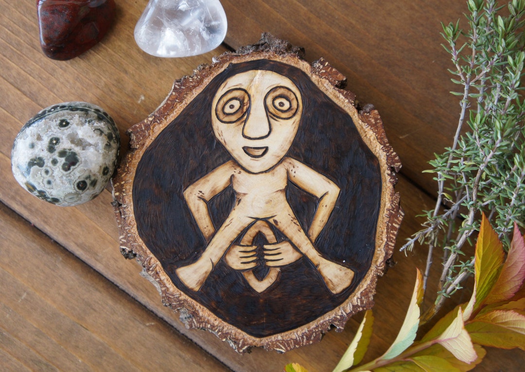 Sheela Na Gig Pyrography Art, Celtic Inspired Folk Art Plaque - Etsy
