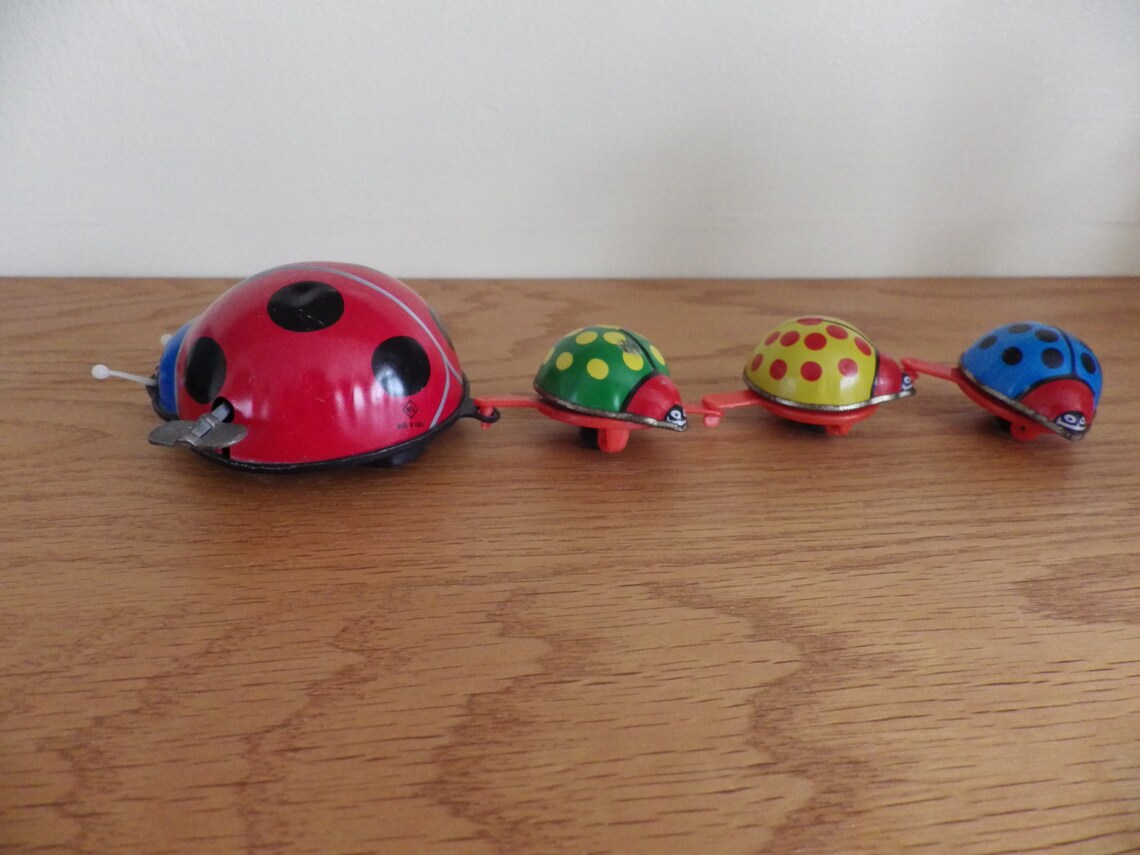Vintage tin wind up lady bug toy | Etsy