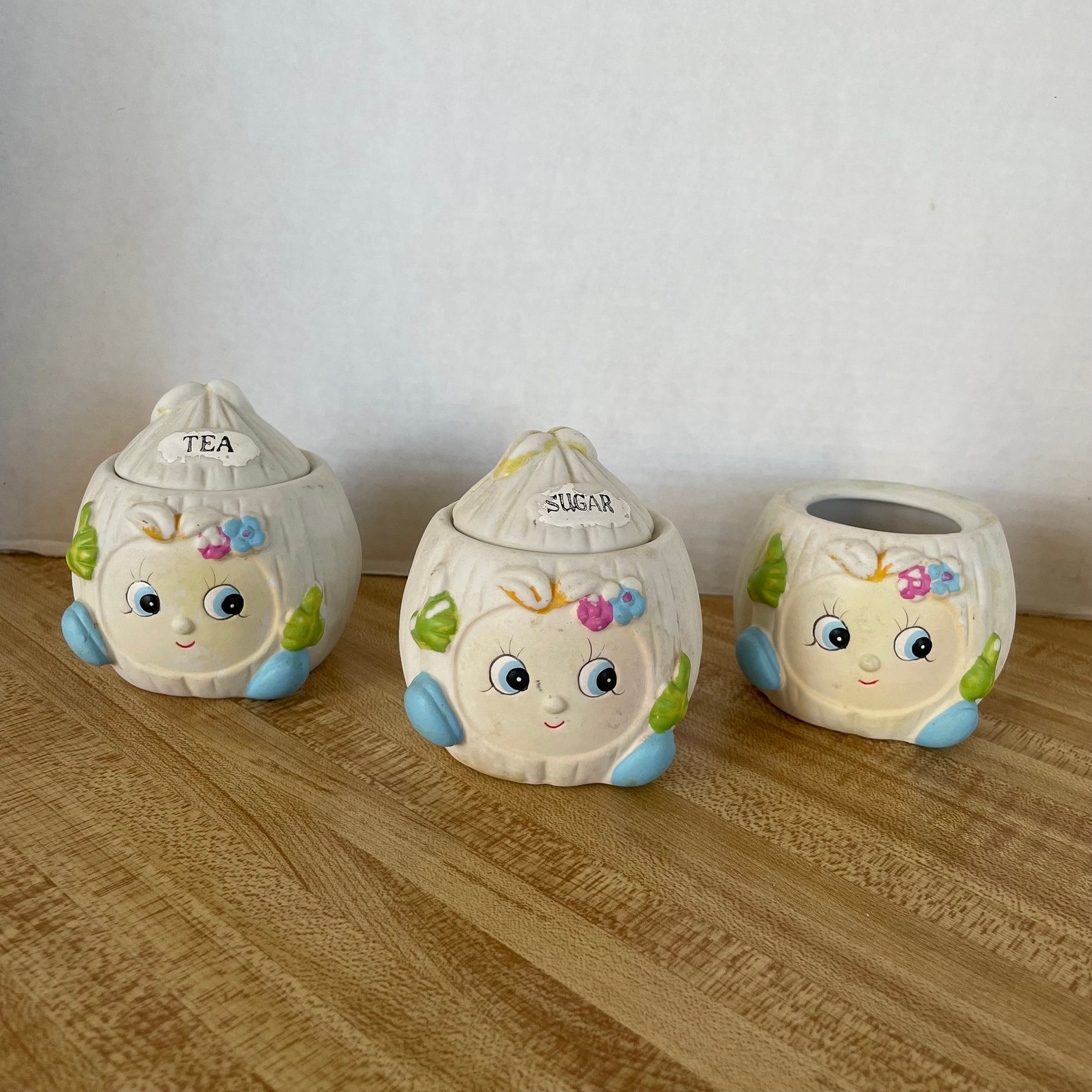 Vintage Anthropomorphic Ceramic Jars Canisters Set of Three - Etsy