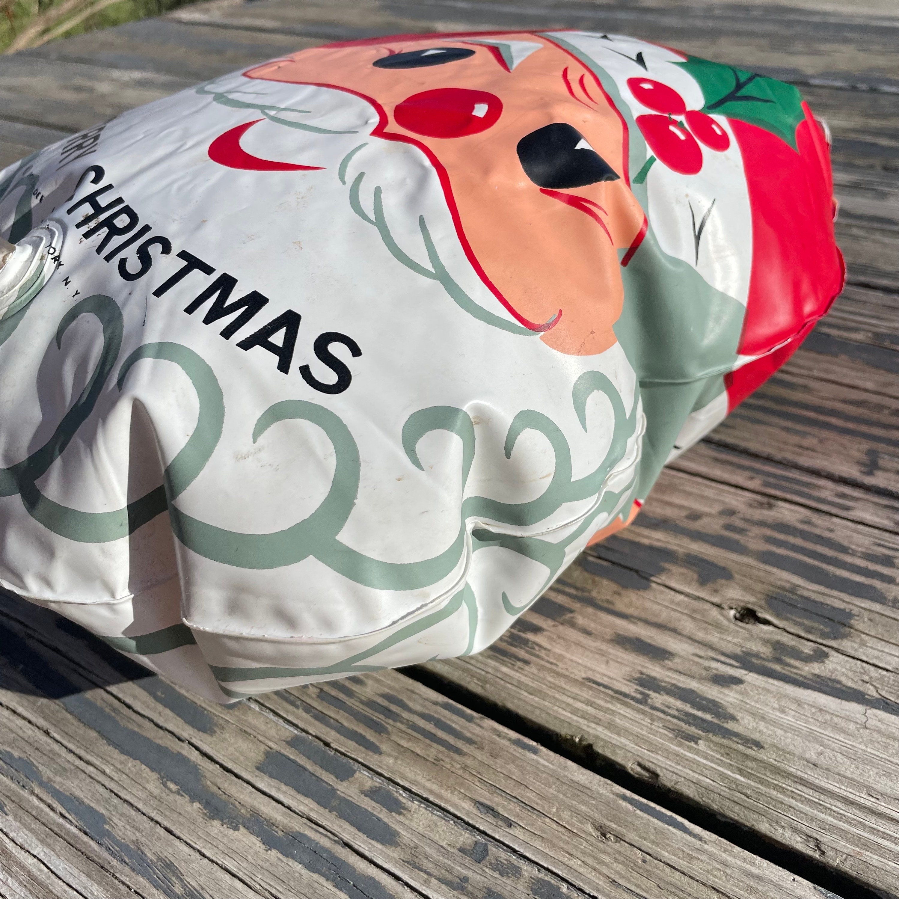 Vintage 1970s 15" Inflatable Christmas Smiling Santa Face MCM Dan Dee ...