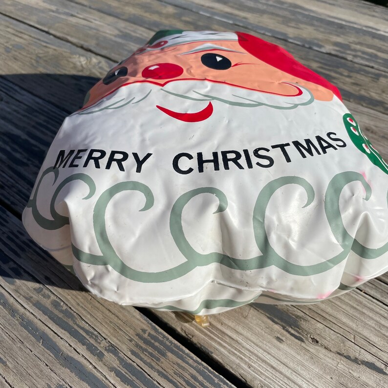 Vintage 1970s 15" Inflatable Christmas Smiling Santa Face MCM Dan Dee ...