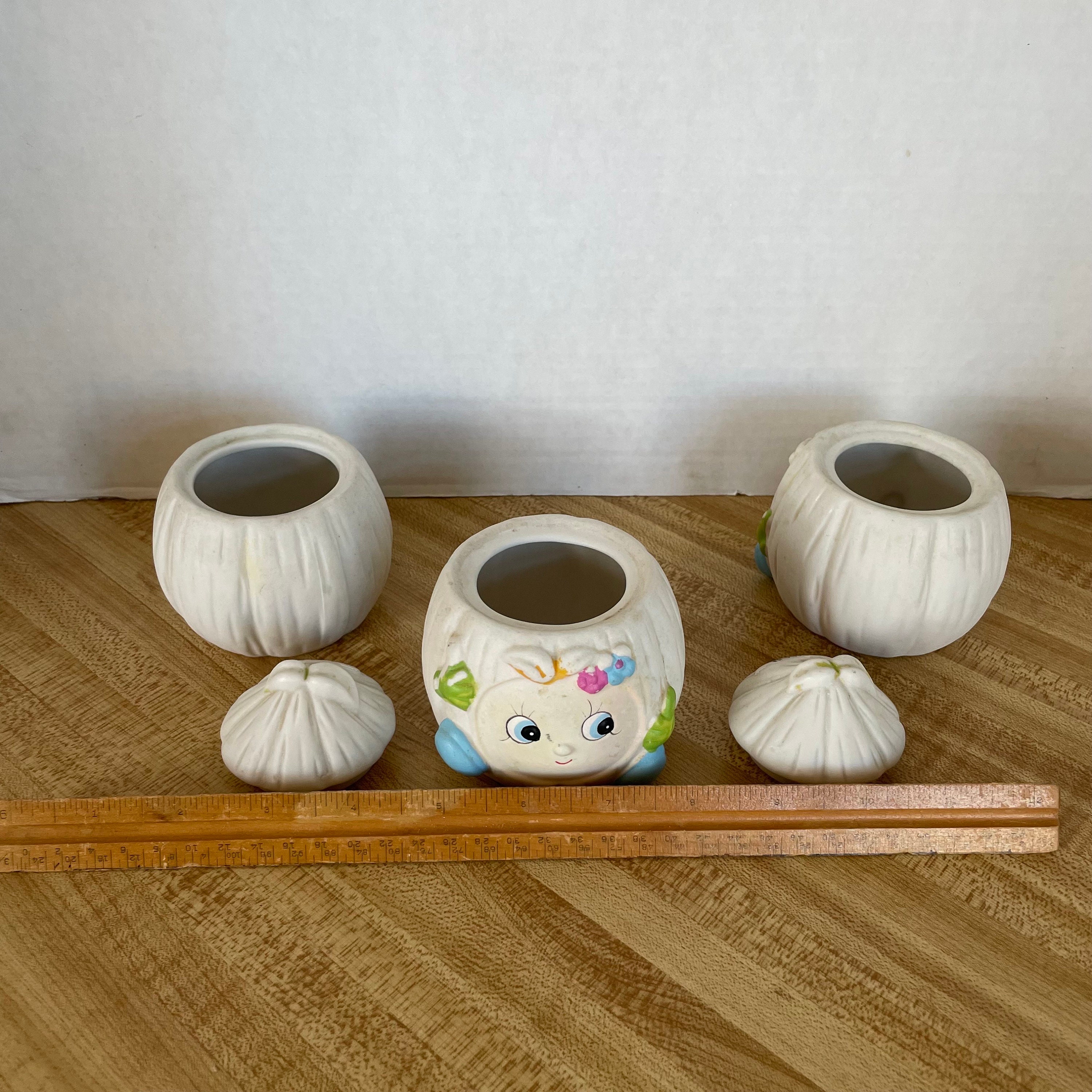 Vintage Anthropomorphic Ceramic Jars Canisters Set of Three - Etsy