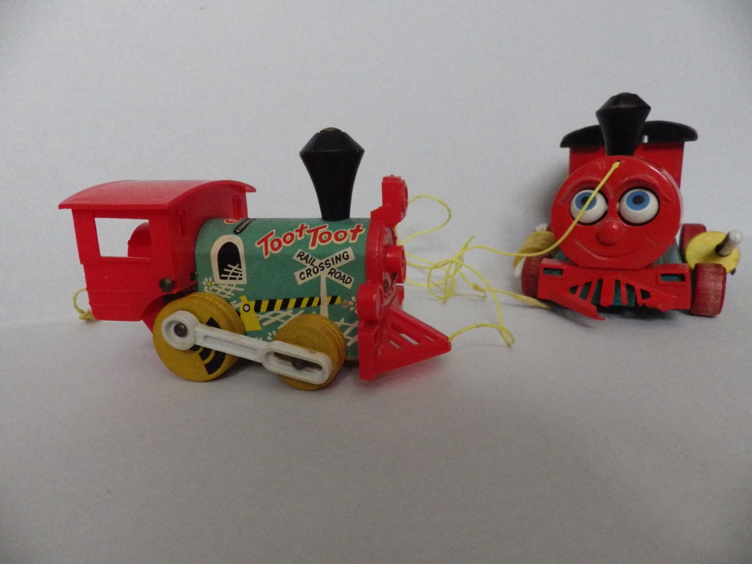 Fisher Price Pull Behind Toy Trains 1960s 70s Set of 2 Huffy Puffy Toot ...