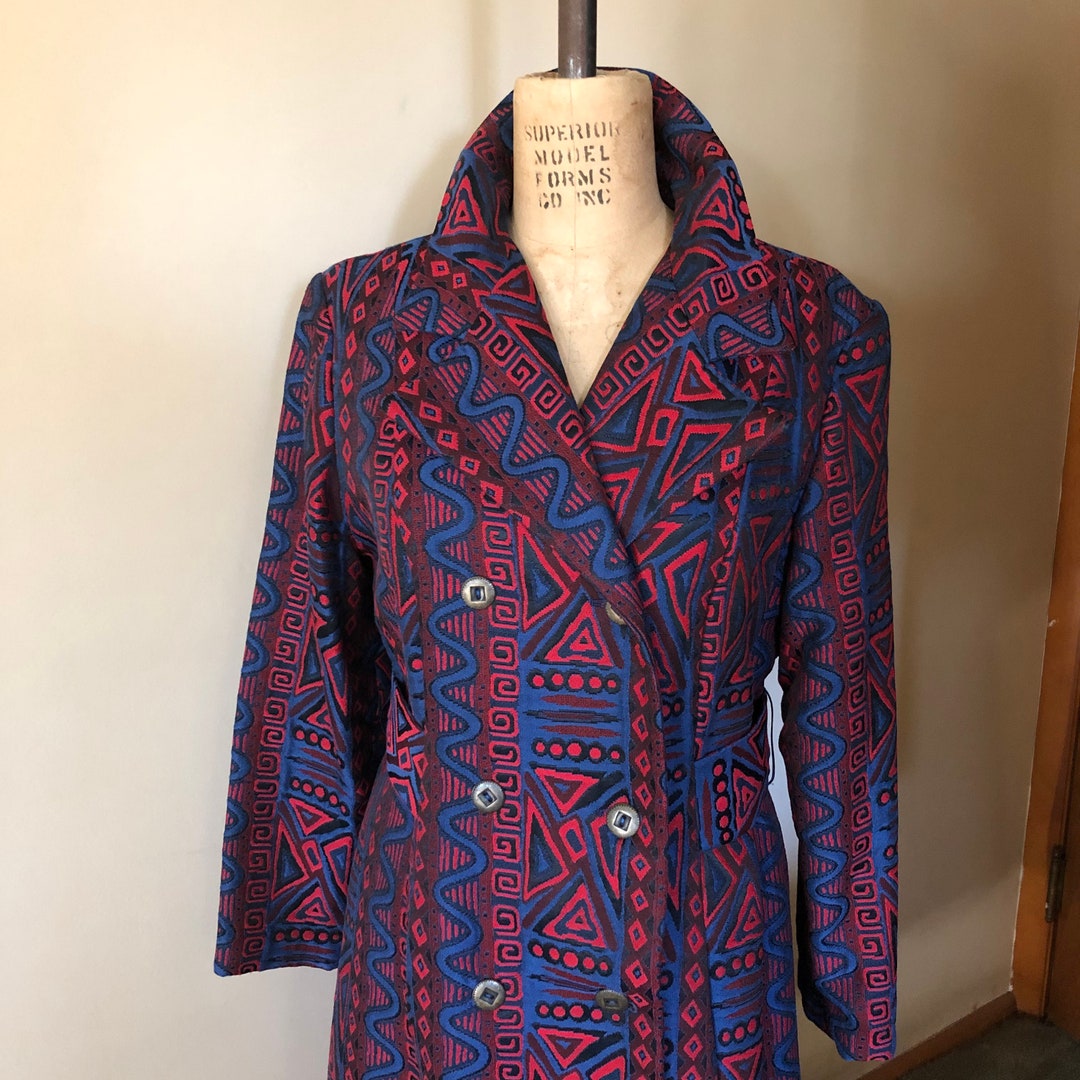 Stunning Vintage 1960s Mod Tapestry Trench Coat Boho Style Overcoat ...