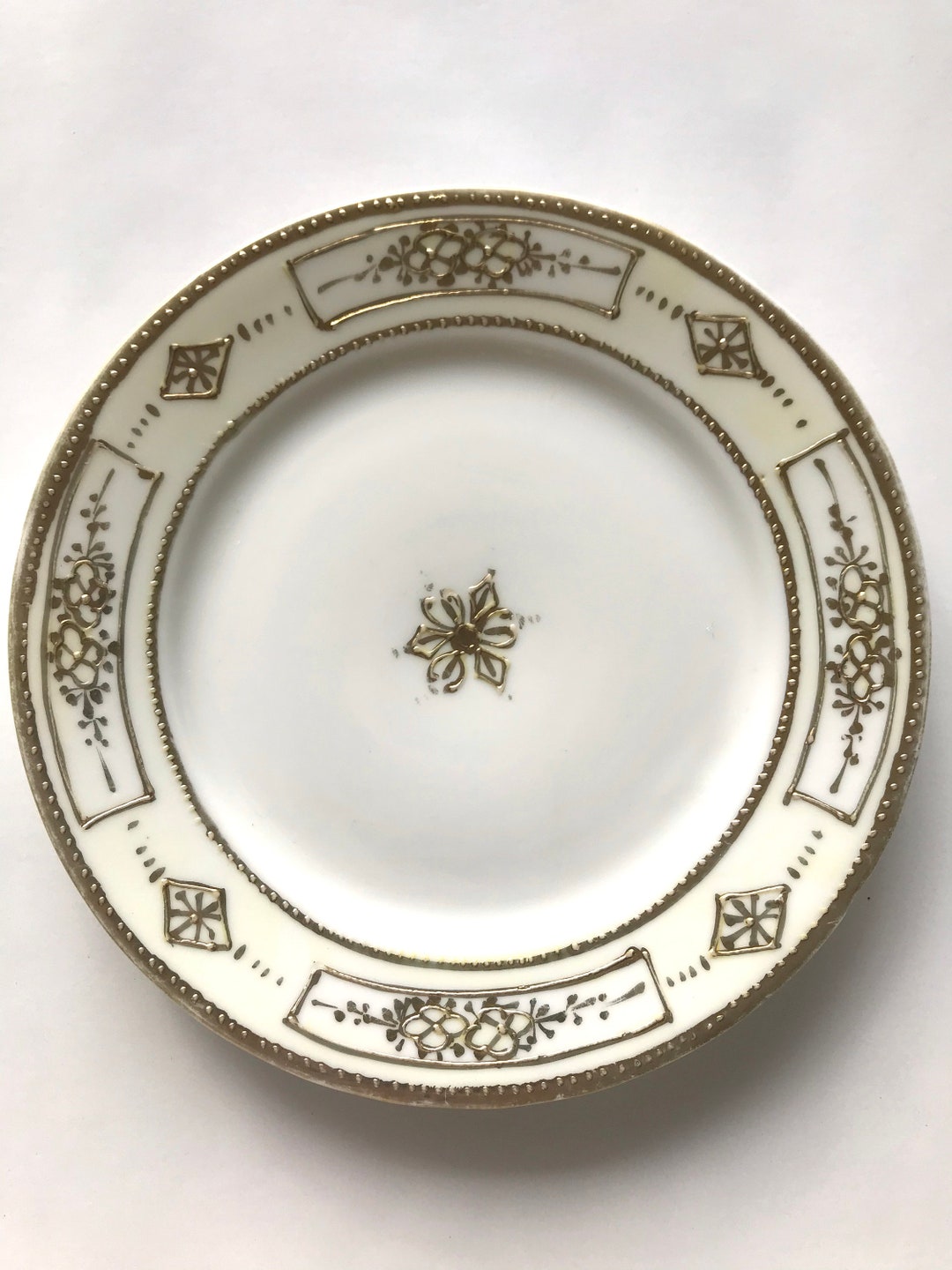 Vintage Hand Painted Nippon Salad Dessert Plates Gold Raised Dessert ...