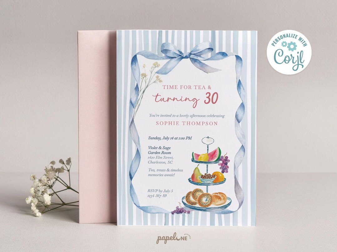 Afternoon Tea Invitation, Printable High Tea Party Invitation Template ...