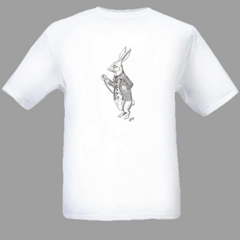 Alice in Wonderland T-shirt, White Rabbit T-shirt, Tim Burton Inspired ...