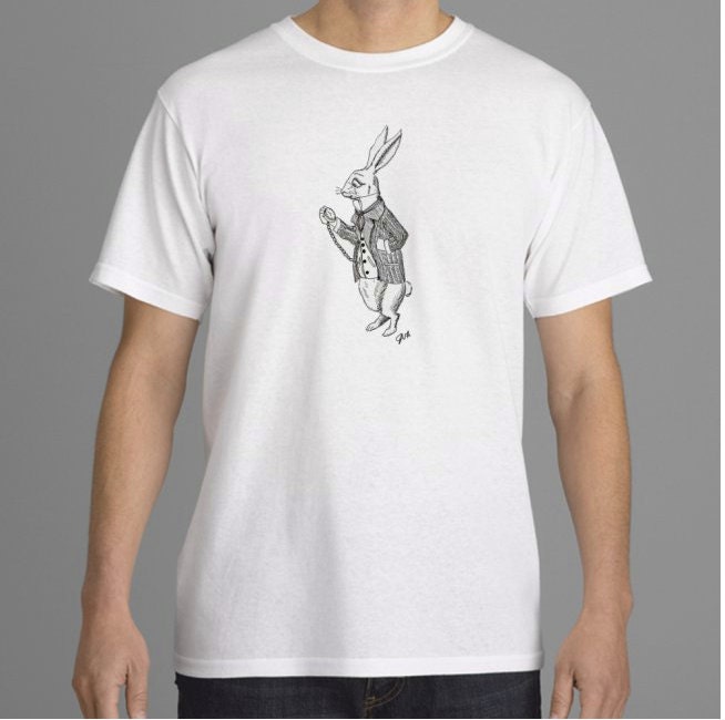 Alice in Wonderland T-shirt, White Rabbit T-shirt, Tim Burton Inspired ...
