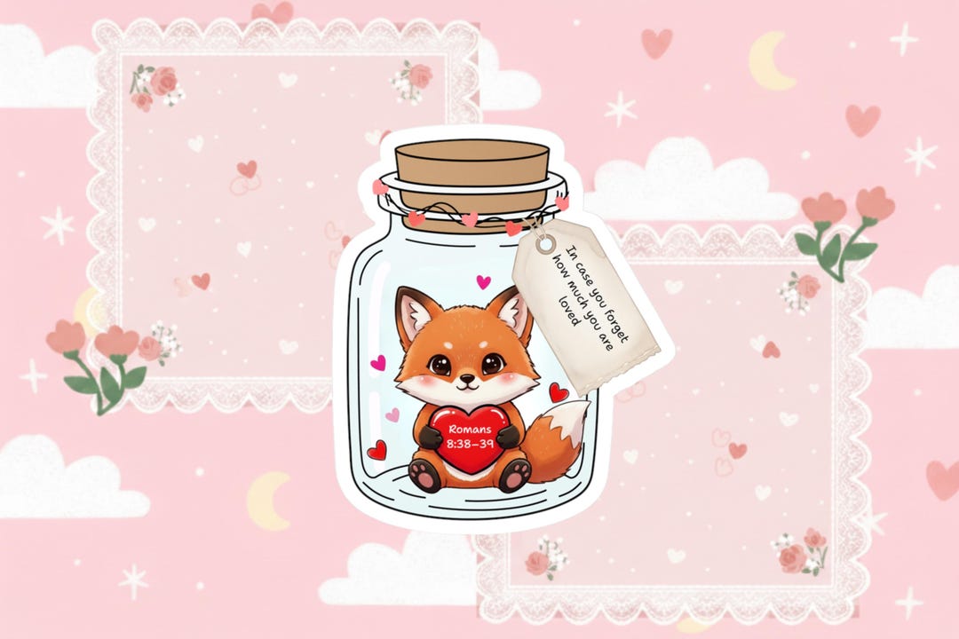 In Case You Forget Sticker, Cute Romans 8:38-39 Christian Fox Bible ...