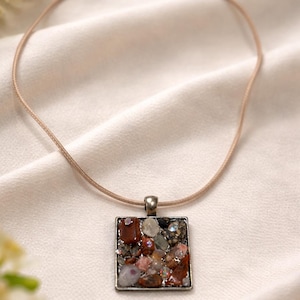 Earthstone Mosaic Pendant Necklace – Handmade Jasper & Quartz Collage ...