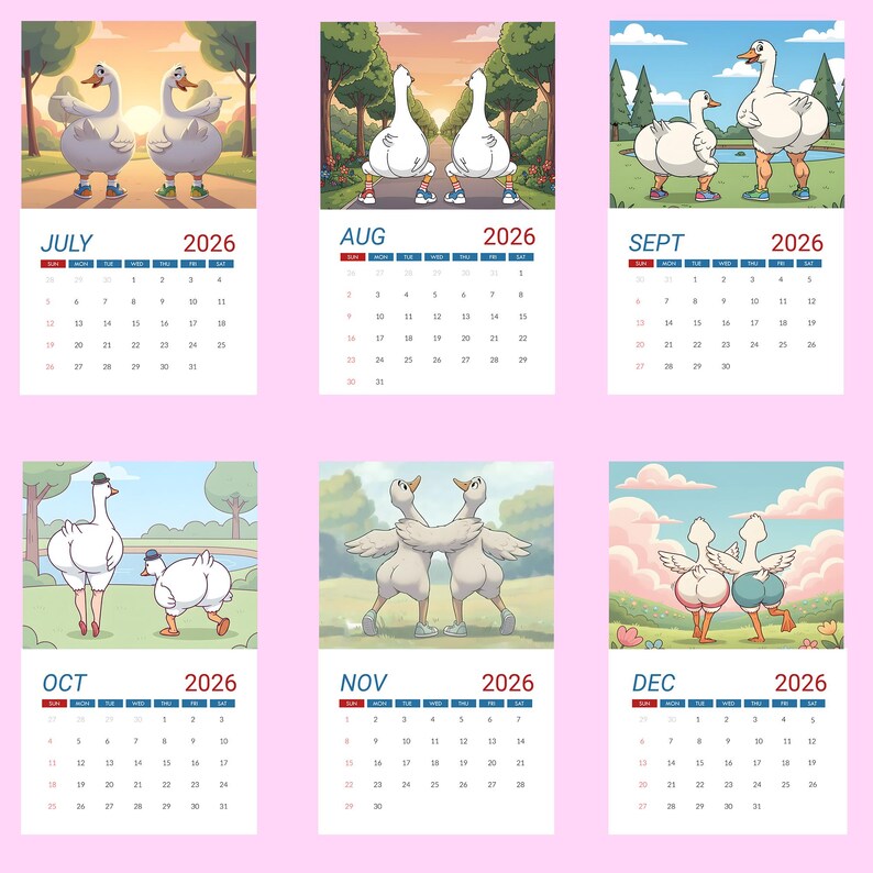 Funny Couple Goose Butt 2026 Calendar, Funny Couple Goose Butt Monthly ...