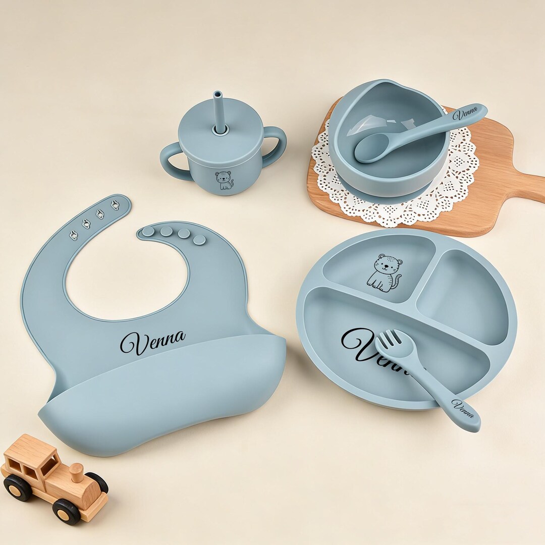 Personalized Silicone Baby Feeding Set, 6-piece Tableware Gift - Etsy