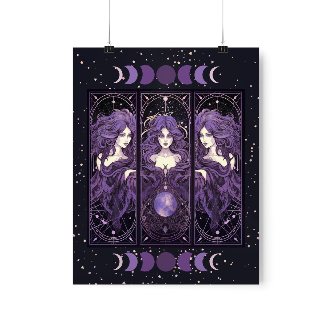Goddess Wall Decor, Celestial Triple Goddess Poster, Magical Home Decor ...