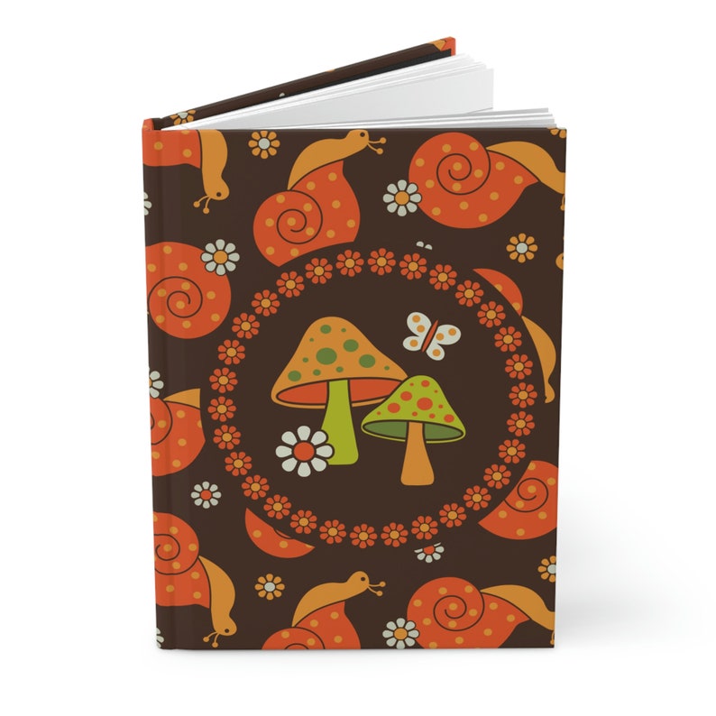 Retro Journal 70s Style Snails and Mushrooms Notebook Boho - Etsy