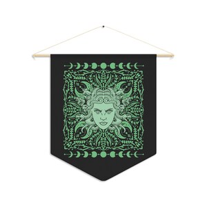 Medusa Pennant, Greek Goddess Wall Banner, Witchy Celestial Moon Phase ...
