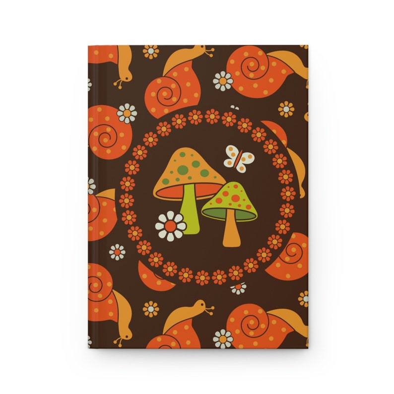 Retro Journal 70s Style Snails and Mushrooms Notebook Boho - Etsy