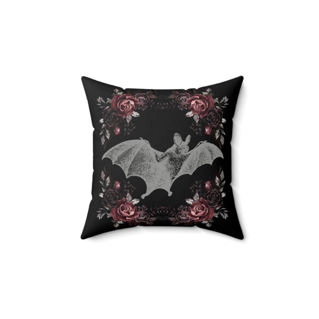Gothic Bat Throw Pillow: Dark Academia Floral Decor - Etsy