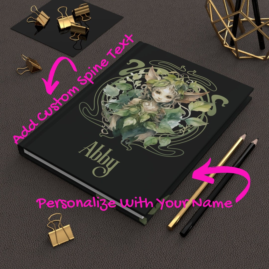 Custom Name Notebook, Personalized Journal, Fairycore Green Fairy Diary ...