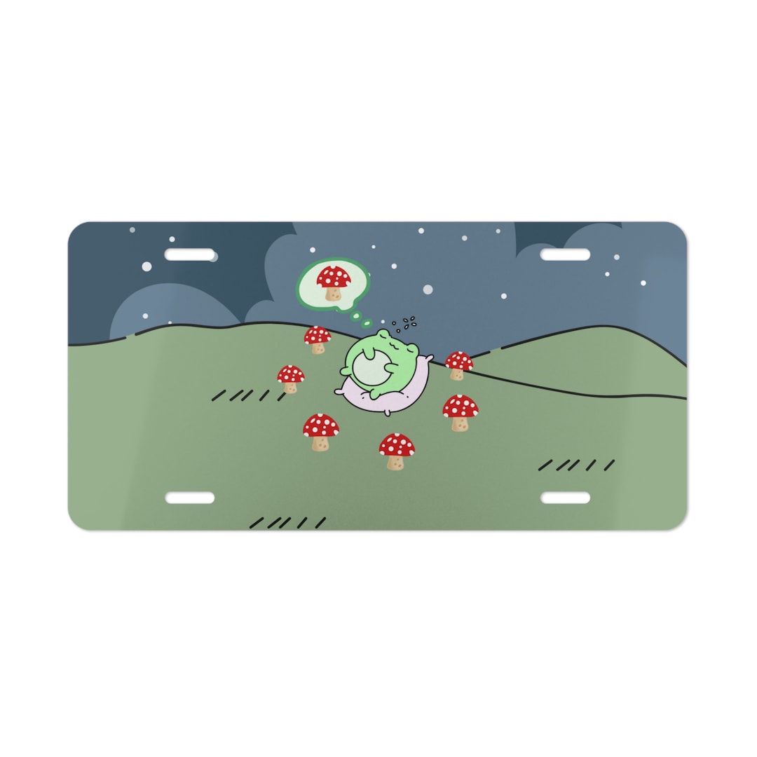 Frog License Plate, Cute Chibi License Plate, Cottagecore Mushroom ...