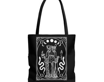 Mystical Crystal Moon Mushroom Tote Bag, Witchy Plants and Moon Design Tote Bag, Celestial Tote ...
