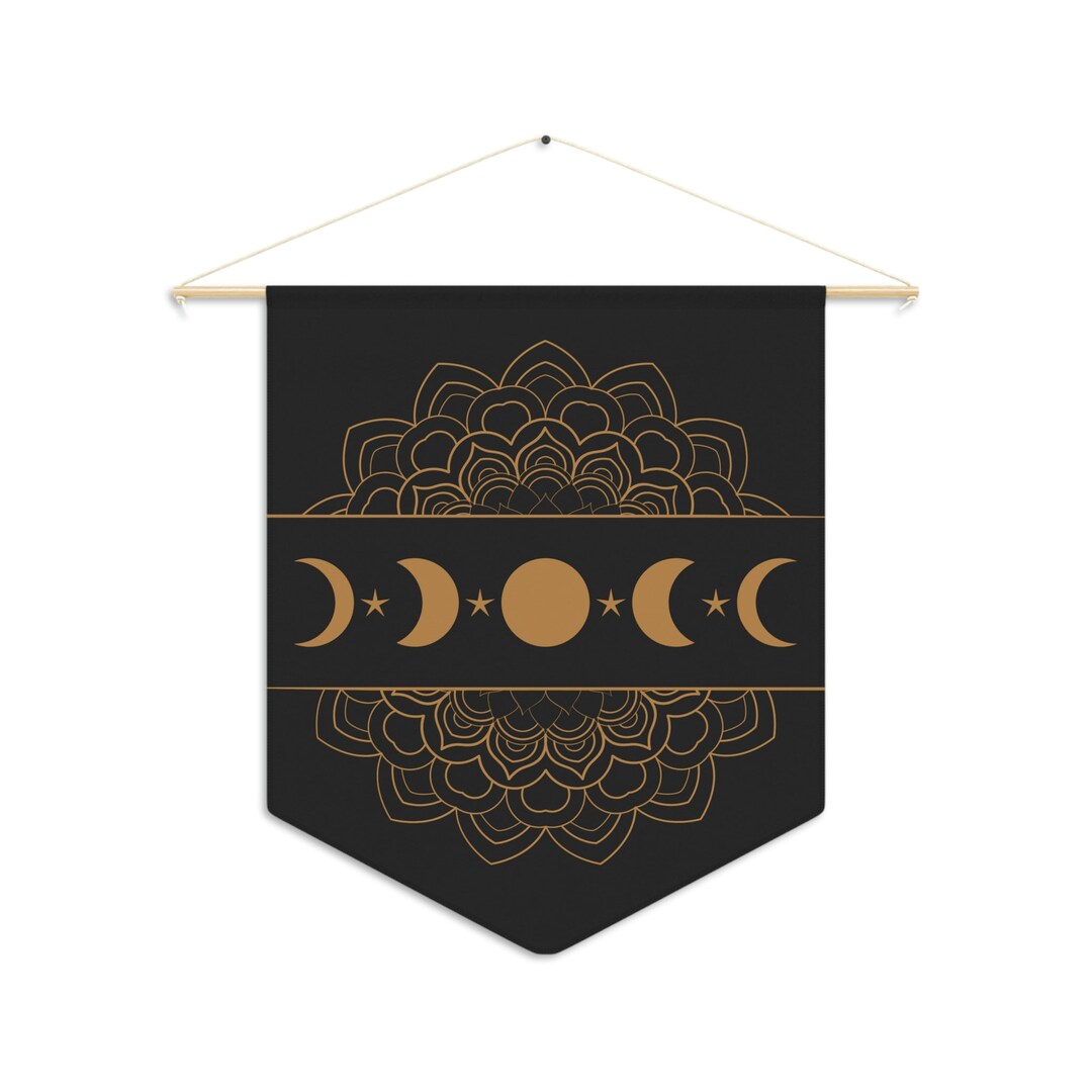 Moon Phase Banner, Celestial Mandala Wall Art, Witchy Wall Hanging ...