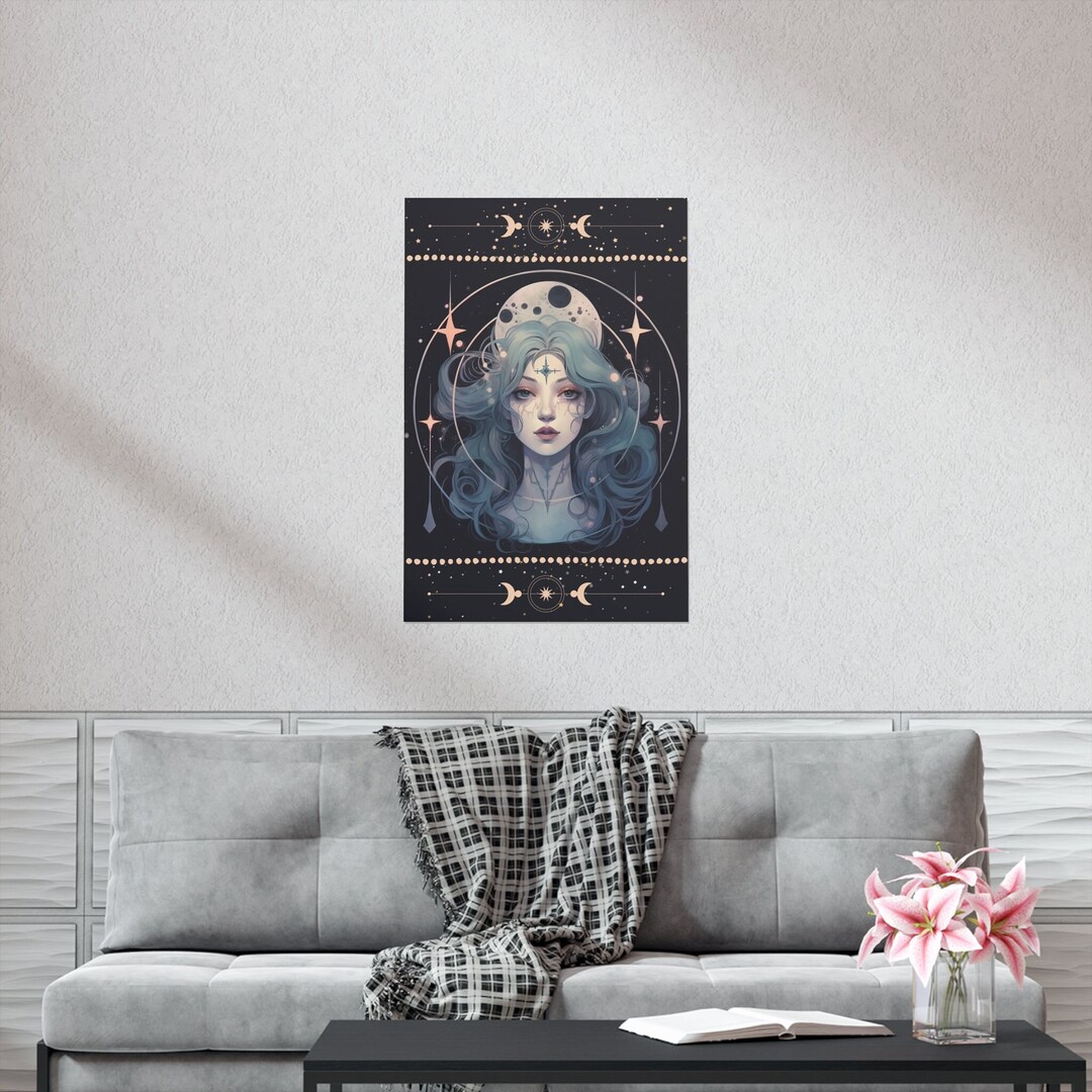 Celestial Wall Decor, Moon Goddess Poster, Witchymagical Home Decor ...