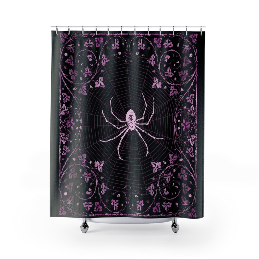 Spiderweb Shower Curtain | Halloween Gothic Bath Decor | Witchy ...