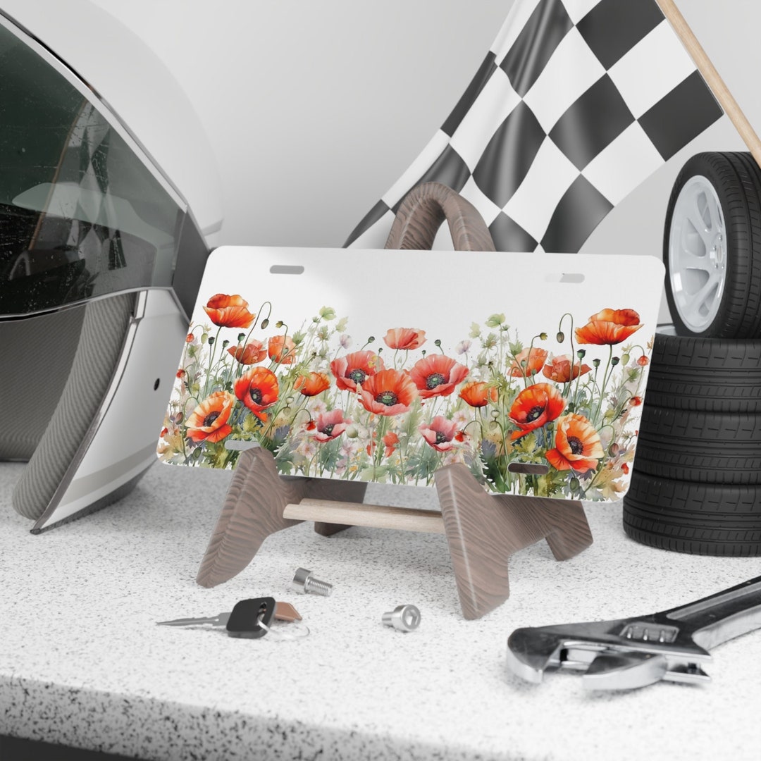 Wildflower Poppies License Plate: Summer Floral Car Tag - Etsy