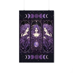 Goddess Wall Decor, Celestial Triple Goddess Poster, Magical Home Decor ...