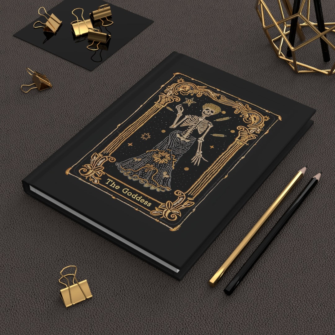Gothic Notebook, Skeleton Tarot Card Style the Goddess Journal, Vintage ...