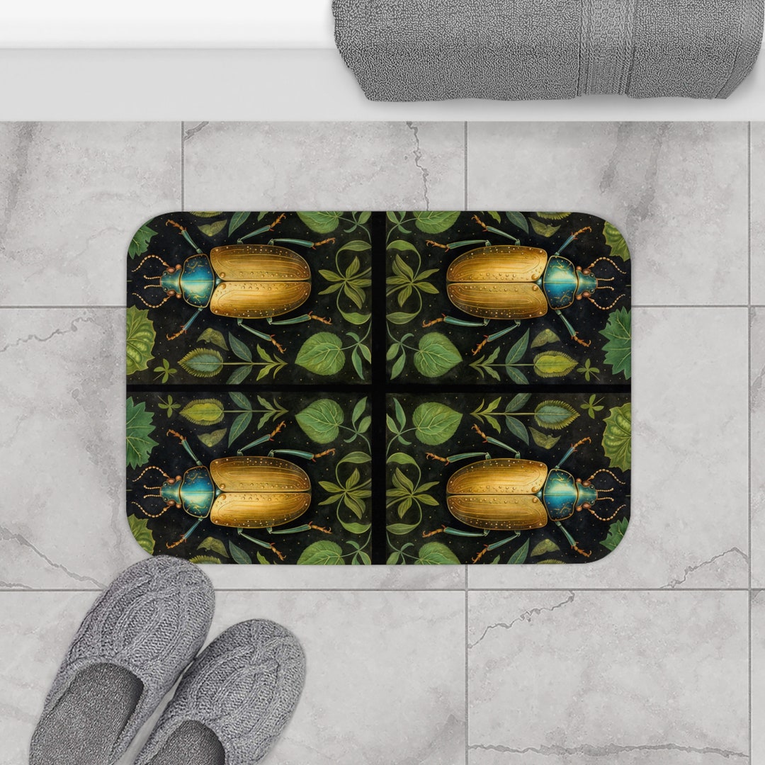 Beetle Bath Mat, Botanical Aesthetic Bathroom Rug, Gothic Bath Decor ...