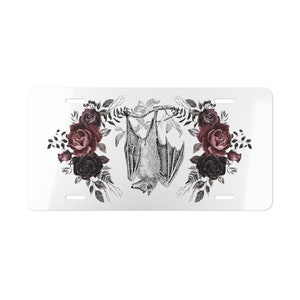 Romantic Dark Academia Gothic Floral License Plate, Victorian Style ...