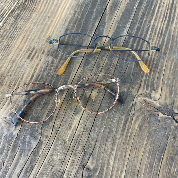 Vintage Pair Of Wire Rim Glasses 1990s Black T Gem