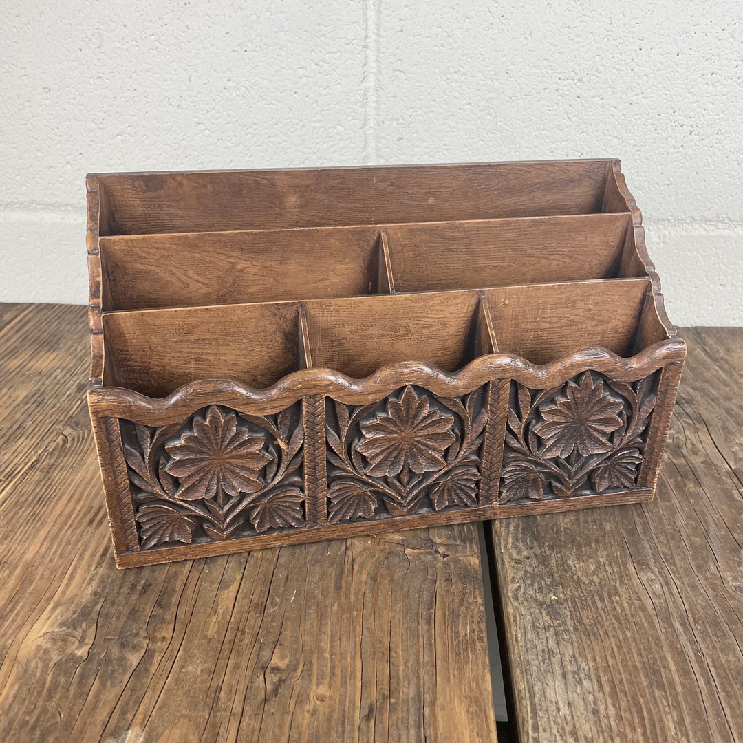 Faux Wooden Box Letter Sorter Desk Organizer Organization - Etsy