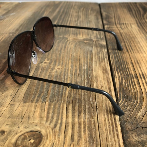 Vintage Foldable Wire Rim Sunglasses Black Retro Gem