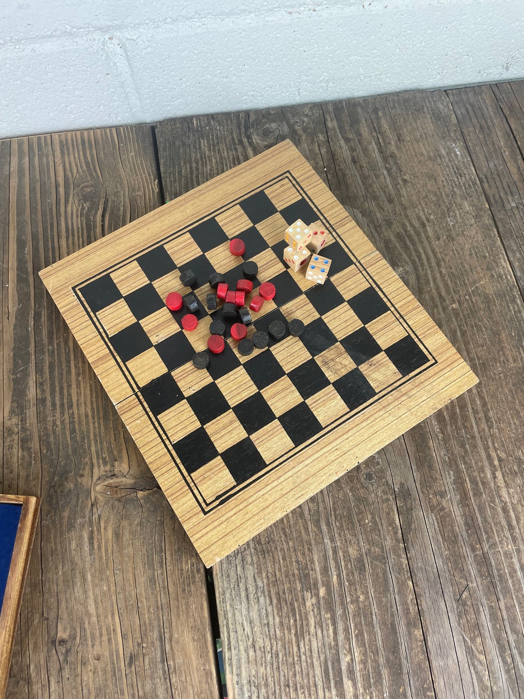 Vintage Travel Size Checkers and Backgammon Board Game - Solid Wood - Etsy